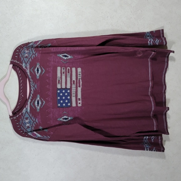 Double D Ranch | Tops | 103 Double D Ranch Maroon Native And Us Flag Ls ...